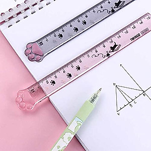Straight Ruler 1PC Cute Cartoon Cats Claw Ruler Painting Plastic Rulers Portable Scale Ruler Measuring Ruler Stationery Office School Supplies(pink)