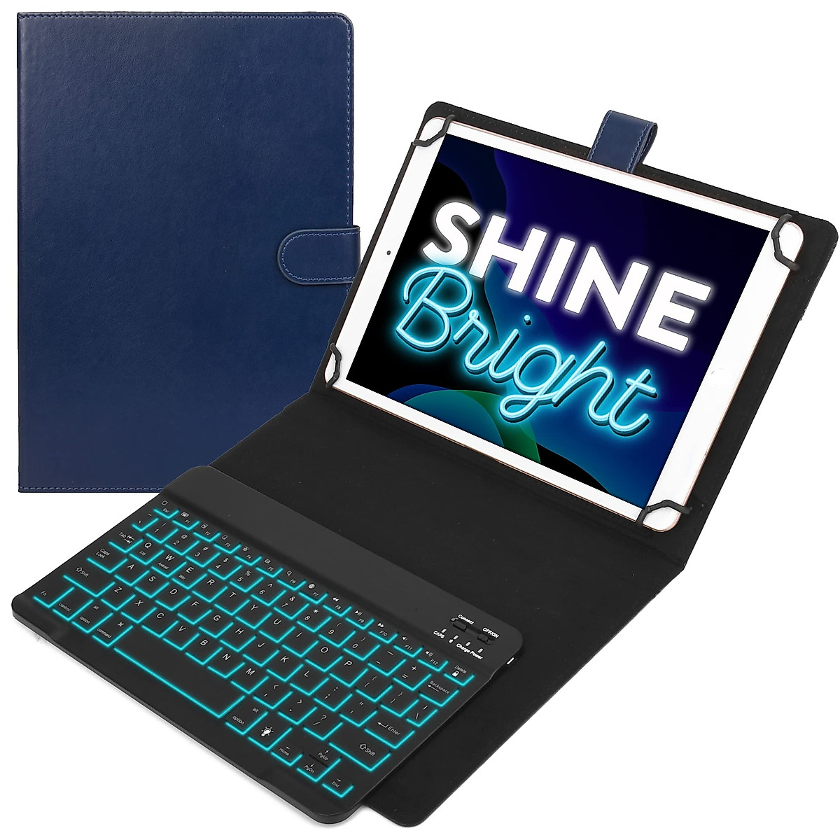 Cooper Backlight Executive Keyboard Case for 9, 9.7, 10, 10.1, 10.2, 10.5" Tablets | Bluetooth Keyboard & Leather Folio, 7 Color Backlit with Hotkeys