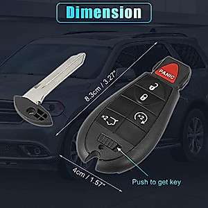 X AUTOHAUX Replacement Keyless Entry Remote Car Key Fob M3N5WY783X 433Mhz for Dodge Grand Caravan Challenger Charger for Ram 1500 2500 5 Button with Door Key