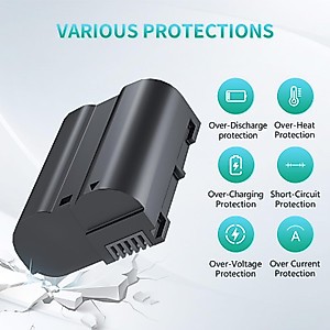 EN-EL15 Battery Pack, LP 2-Pack EN-EL15 EN EL15a Rechargable Li-ion Replacement Battery Compatible with Nikon D7500, D7200, D7100, D7000, D850, D750, D500, D810a, D810, D800e, D800, D610, D600 & More