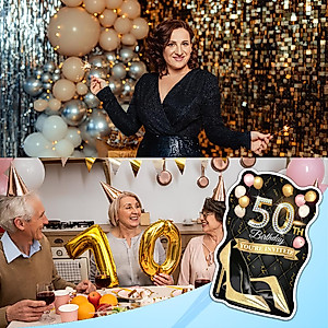 ERHACHAIJIA 20 PCS Pink Balloons & Black Golden High Heels Shaped Fill-In Invitations Cards With Envelopes, Funny 50th Birthday Party Happy 50 Year Old Birthday Invites For Women Lady Wife Mom Adults