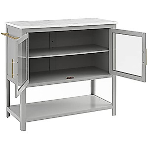 Crosley Furniture Katrina Kitchen Island with Faux Marble Top, Gray