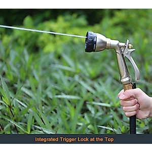 ESOW Garden Hose Nozzle 100% Heavy Duty Metal, Water Hose Sprayer with 7 Watering Patterns, Rear Trigger Design, High Pressure Nozzle Sprayer for Watering Plants, Car and Pet Washing