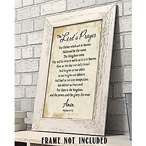 The Lords Prayer - Christian Wall Decor Print, Parchment Paper Bible Inspirational Wall Art Print, Vintage Faith Gift For Living Room Decor Aesthetic, Home Decor, Office Decor, Church, Unframed - 8x10