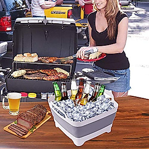 DUYKQEM Dish Basin Collapsible with Drain Plug Carry Handles for 9 L Capacity, Collapsible Sink Tub, Dish Wash Basin, Portable Dish Tub, Foldable Dishpan for Camping Dish Washing Tub and RV Sink