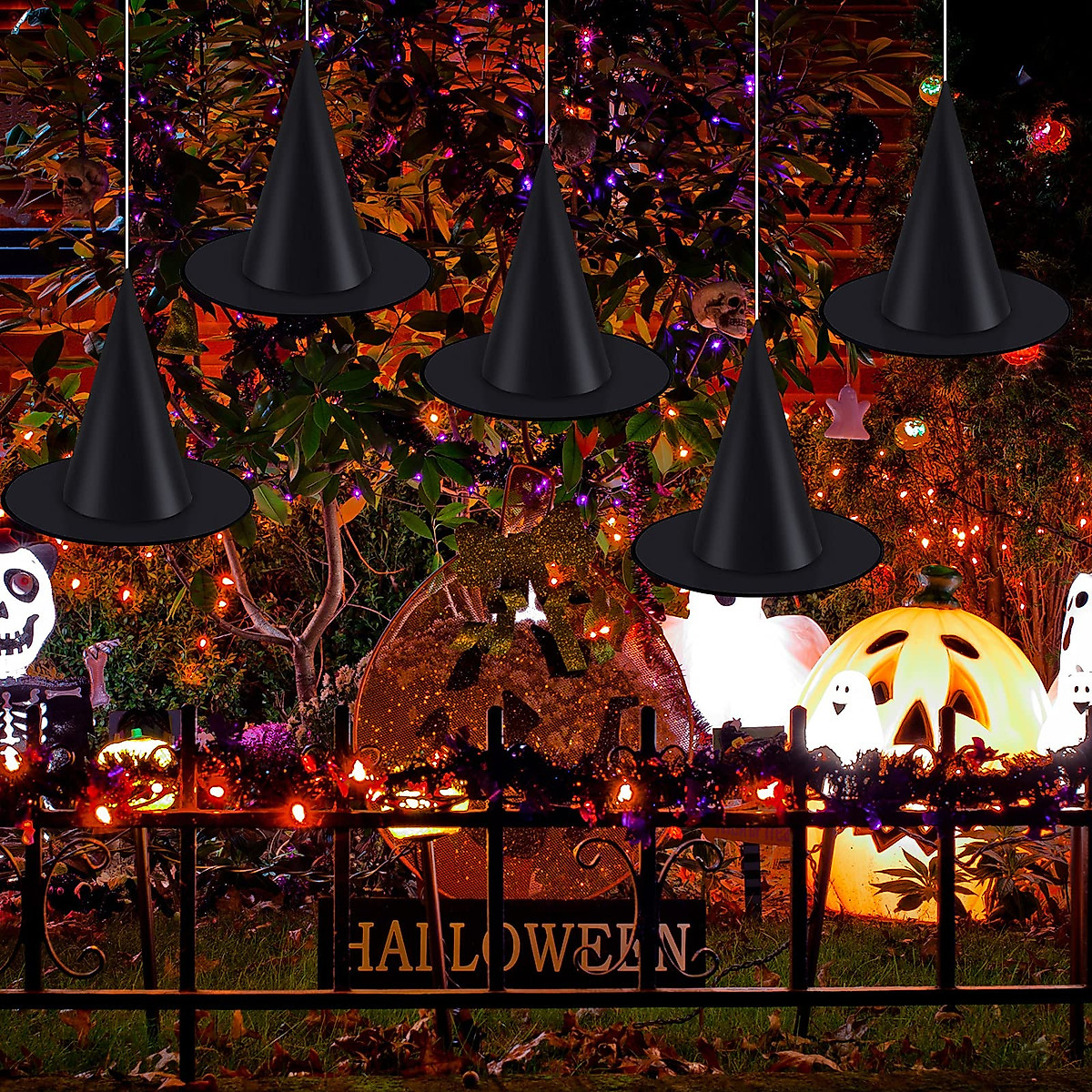 Ruisita 12 Pieces Halloween Black Witch Hat Costume Accessories Halloween Witch Cosplay Hats for Halloween Decoration