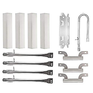 Wondjiont Grill Burners, Heat Shield/Plate Tent/Burner Cover/Flame Tamer & Crossover Tube, Replacement Parts Kit for Brinkmann 810-3661-F