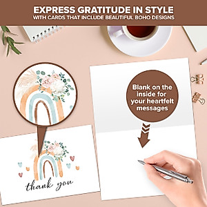 Decorably Thank You Cards with Envelopes & Stickers, Floral-Themed Cards - 24 Pack Boho Thank You Cards, Blank Inside Baby Shower Thank You Cards Girl, 6x4in Baby Girl Thank You Cards Baby Shower Girl