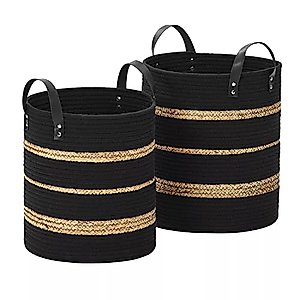 Closet Complete 2-Pc. Cotton & Grass Braided Basket Set (Black)