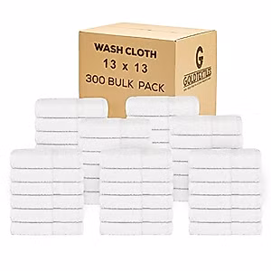 GOLD TEXTILES Premium White Washcloths Set - 300 Pack | 13x13 inches - Ultra Soft, Highly Absorbent Face Towels - Cotton Wash Cloths for Your Body - Machine Washable & Fingertips Towels (White,300)