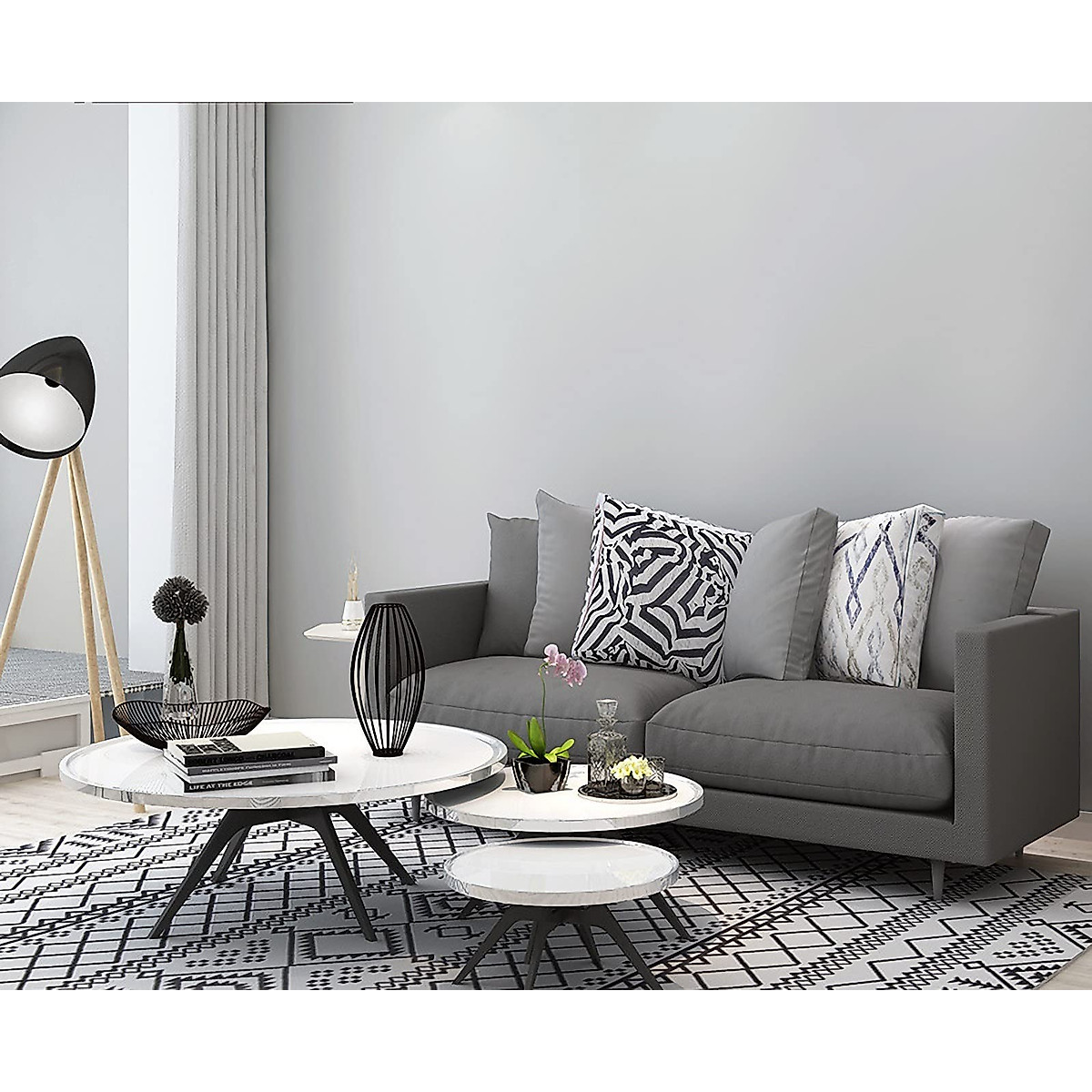 17.51" x118"Grey Wallpaper Peel and Stick Wallpaper Removable Self Adhesive Grey Contact Paper for Cabinets Bedroom Bathroom Wall Covering Matte Textured Waterproof Wallpaper DIY Decorative