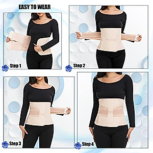 Postpartum Belly Band & Abdominal Binder Post Surgery Compression Wrap Recovery Support Belt (for Waistline 25.5"-33",S/M, Black)