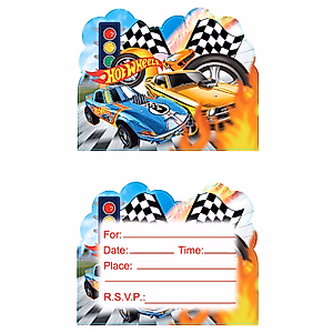 LEOWEST 20pcs Hot Wheels Birthday Invitations,Hot Wheels Party Invitations Birthday Party Supplies Decoration (Invitations20pcs)