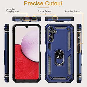 Muntinfe for Galaxy A14 5G Phone Case, Samsung Galaxy A14 5G Case with Screen Protector [2 Pack], [Military Grade 16ft. Drop Tested] Magnetic Ring Holder Kickstand Protective Cover, Blue