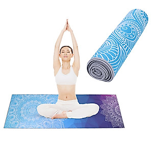 Non Slip Yoga Mat for Women Men Printed Yoga Mat Long Sports Mat Fitness Mat Gym Mat Portable Picnic Mat Eco Friendly Yoga Mats with Floral Pattern 70.8x25.6in Light Purple