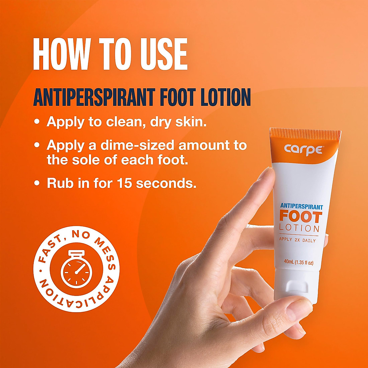 Carpe Antiperspirant Foot Lotion, A dermatologist-recommended solution to stop sweaty, smelly feet, Helps prevent blisters, Great for hyperhidrosis