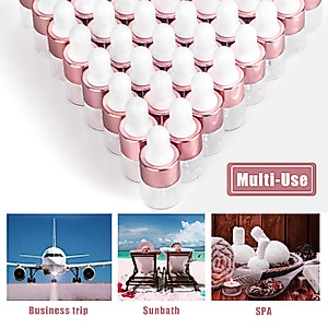 Easeen 50 Pcs Sample Dropper Bottles, 1ml Mini Dropper Bottles with 2 Pcs Plastic Droppers for Traveling Essential Oils DIY Cosmetic Liquid Sample Perfume (Rose Gold)