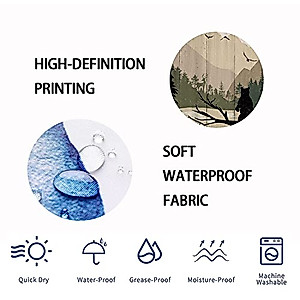 Dia Magico 4PCS Black Bear Shower Curtain Set, Rabbit Bird Deer Elk Moose Wildlife Animal Hunting Nature Pine Tree Woodland Country Rustic Farmhouse Bathroom Decor, Non-Slip Bath Mat, Sun & Mountain