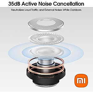 Xiaomi Redmi Buds 3 Pro True Wireless Airdots in-Ear Earbuds 35dB Smart Noise Cancellation, 28 Hour Battery Life,Dual-Device Connectivity,Wireless Charging 10min Charge use 3h,Dual Transparency Mode