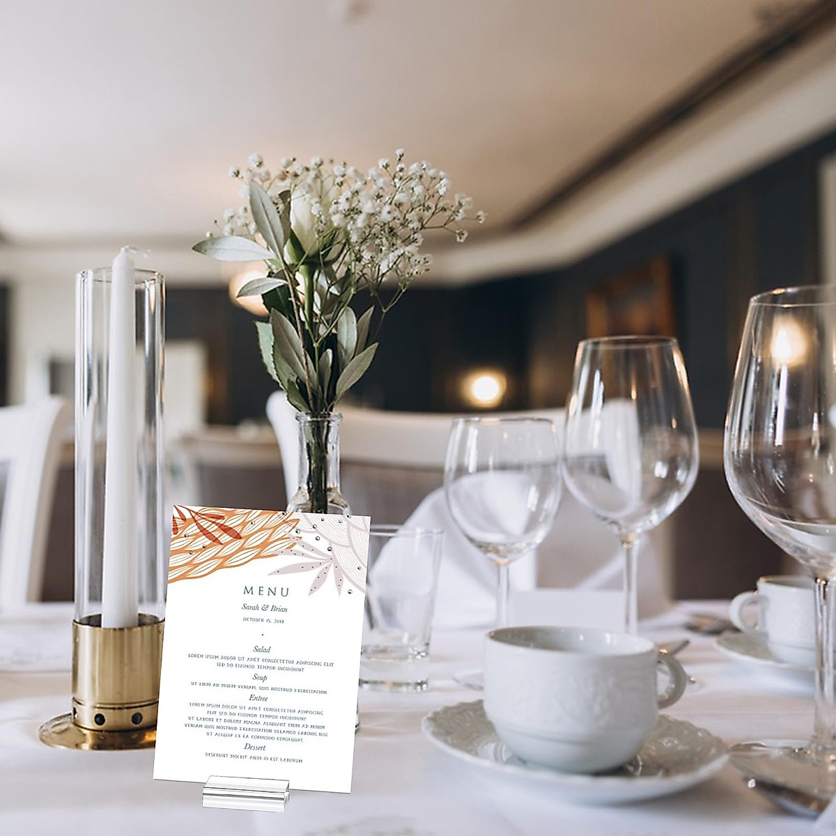 SHEHARUHI 8 PCS Acrylic Stands Clear Place Card Holders, Clear Place Acrylic Stands for Table Numbers Wedding Photos Office Menu Meeting Display (2 Size)