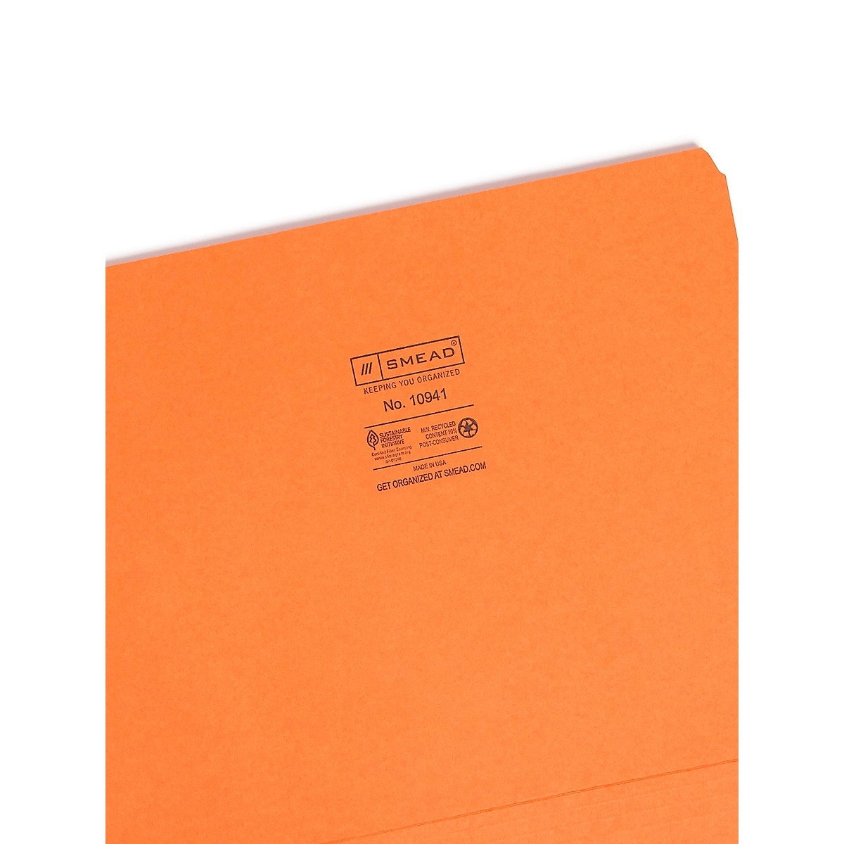 Smead File Folder, Straight-Cut Tab, Letter Size, Orange, 100 per Box (10941)