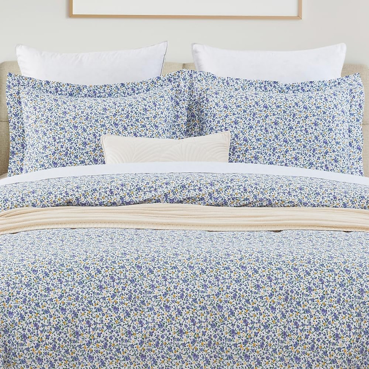 DAUAOTO Twin XL 68"X92" Duvet Cover Set, Cotton Printed Bedding for Twin Extra Long Bed, Ditsy Floral Pattern Purple