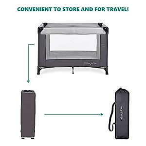 Dream On Me Nest Portable Play Yard With Carry Bag And Shoulder Strap, Grey