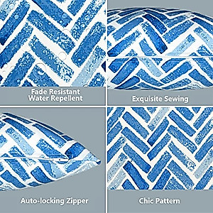 LVTXIII Outdoor/Indoor Lumbar Pillow Covers ONLY, 12” x 20” Fade-Resistant Patio Lumbar Cushion Cases Decorative Throw Pillowcase Shell for Couch Patio Garden Furniture Use - Blue Bricks