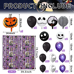 Nightmare Before Christmas Balloons Decorations Balloon Garland Kit Purple Black Balloon Arch with Skull Balloons for Halloween Baby Shower Decorations