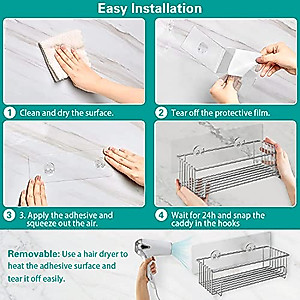 MIMIEYES Shower Caddy, 2 Pack Shower Caddy Bathroom Organizers, SUS 304 Stainless Steel Shower Shelf Inside Shower, Adhesive Wall Hanging Storage Organizer Shower Basket Kitchen Spice Rack