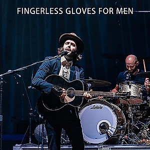 OurHonor Black Fingerless Gloves for Men Women, Halloween PU Leather Half Finger Glove Outdoor Driving Performance Costume Sport, Small (Style C)