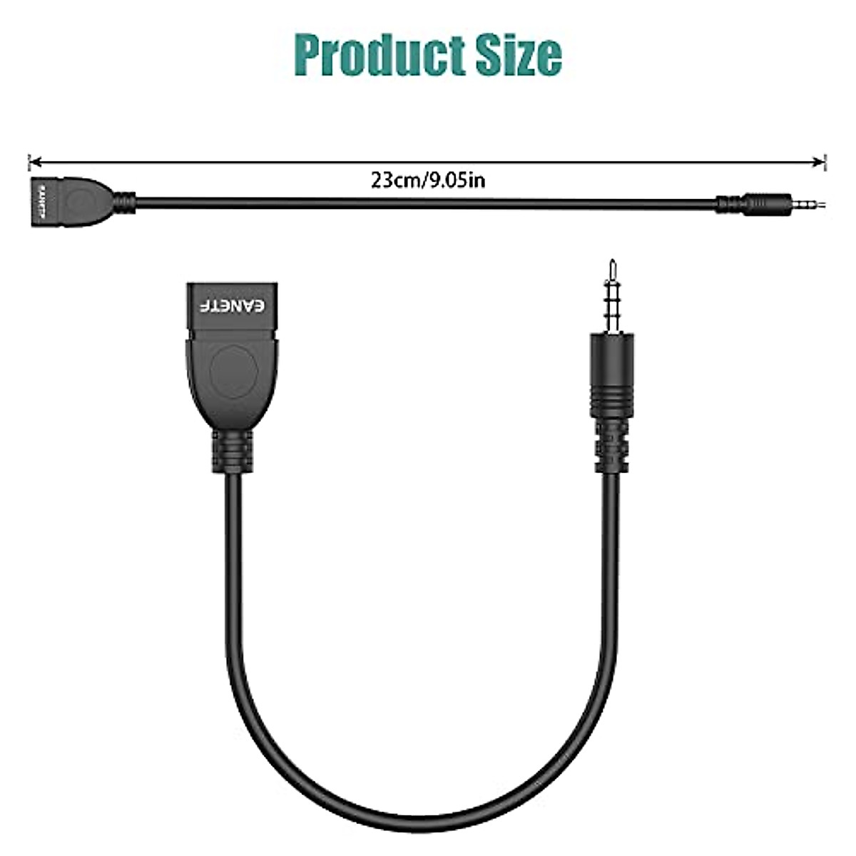 Eanetf USB to Aux Audio Adapter, 3.5mm Male to USB Female Adapter for Playing Music with U-Disk in Your Car,orked only When Your CAR 3.5mm AUX Port Must has Audio decoding Function - 2 Pack
