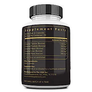 Ancestral Supplements Mofo, Supplements for Men, Support for Test and Energy Levels and Overall Men's Health and Wellness, Non-GMO Grass Fed Beef Organ Supplement with Liver, No Fillers, 180 Capsules