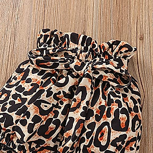 Suranne Newborn Baby Girl Clothes Leopard Outfits Short Sleeve Letter Romper + Short Pants + Headband 3Pcs 0-3 Months
