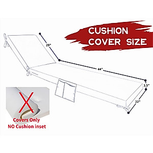 FSJITF Outdoor Chaise Lounge Cushion Cover 72"x21"x3.5",Rain-Proof,Fade Resistant 1600h,for Patio Replacement Cushion Cover, Note: Only Covers.Foam Not