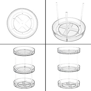 Elebac Lazy Susan Turntable Organizer for Bathroom Countertop, 3 Tier 10.6 Inch Clear Acrylic Jewelry Container Makeup Cosmetic Storage, Spinning Organizer for Spices, Pantry, Fridge, Kitchen
