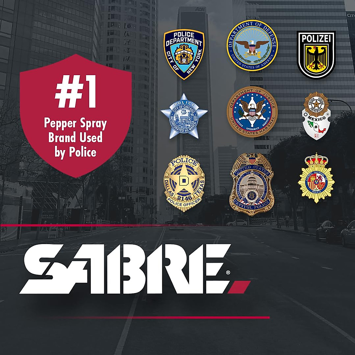 SABRE Pepper Projectile Launcher, Home Defense. Mag holds 7 .68 Caliber projectiles, Adjustable Fiber Optic Sights, Direct Impact Up to 60ft. Area Saturation Up to 175ft, 350 FPS Velocity. 12g CO2