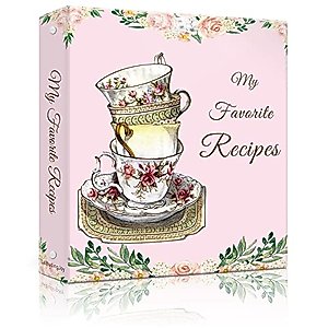 Recipe Binder, Blank Recipe Book to Write in Your Own Recipes, 3 Ring Cookbook Binder for Recipes with dividers Full Page 8.5 x 11(Retro Cups)