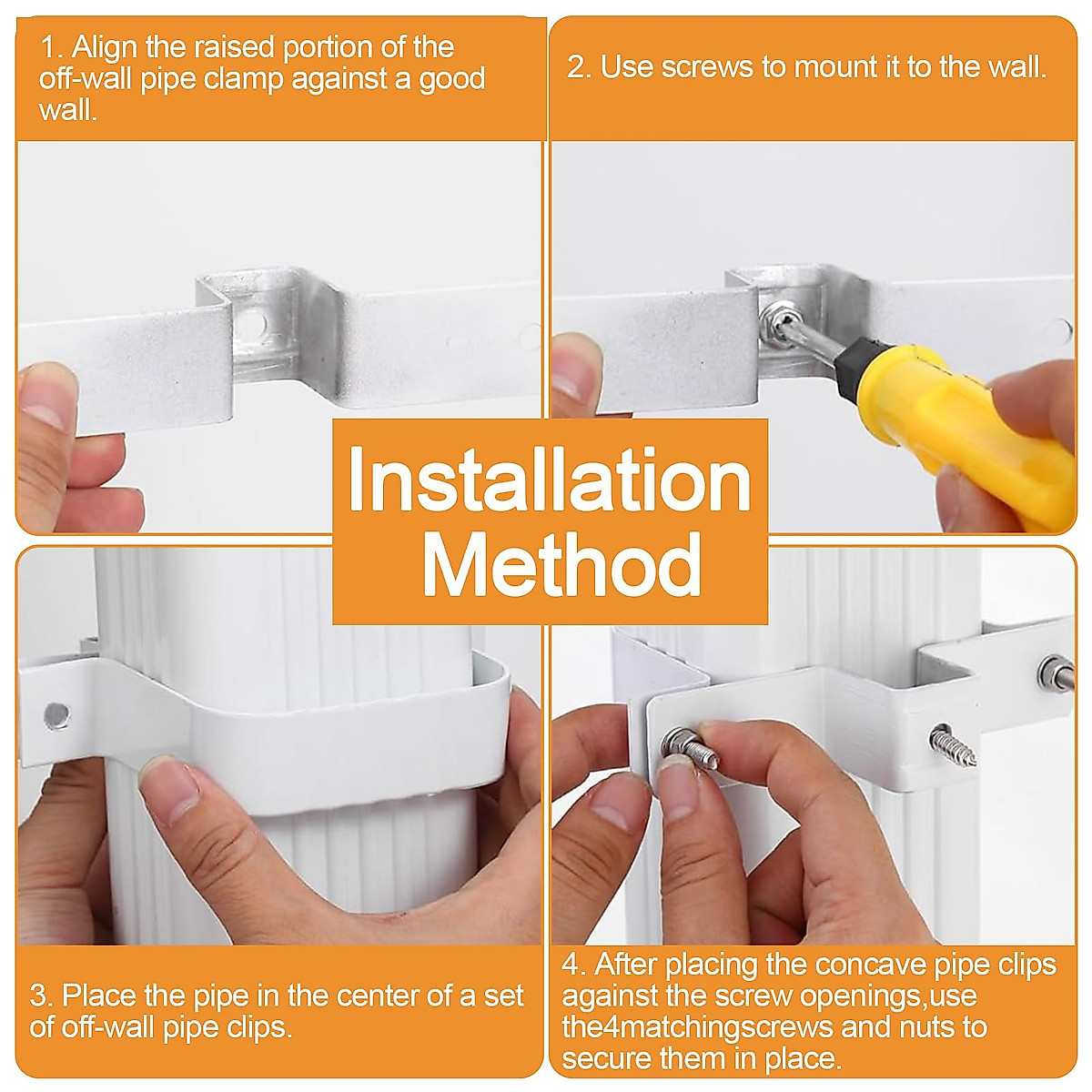 MOROBOR Downspout Fasteners, 2 Pcs White Downspout Wall Bracket Downspout Pipe Clips Downspout Gutter Straps Downspout Adapter for Home Building Roof Drain