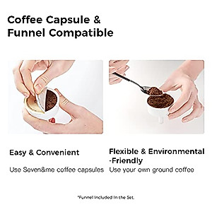 SEVEN&ME Espressor Machine black & white Coffee Maker, with Milk Froth All-in-One Espresso Machine Combination, Latte Cappuccino Macchiato Espresso Electric Moka Pot, One Click Smart Operation（8.66"）
