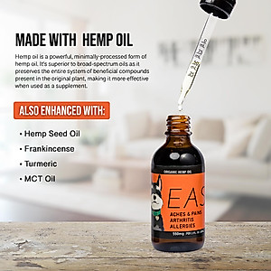 Hemp Dog Health - Ease - Hemp Oil for Dogs - for Dog Arthritis, Allergies, Aches, Pains, Joint Wellness - Dog Arthritis Pain Relief & Anti Inflammatory for Dogs - 100% Natural Hemp Dog Drops
