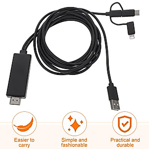 UKCOCO 1M 3 in 1 USB Female to HDMI Male Charger Cable Splitter Adapter Converter with USB Power for Windows and Android Data Transfer (Black)