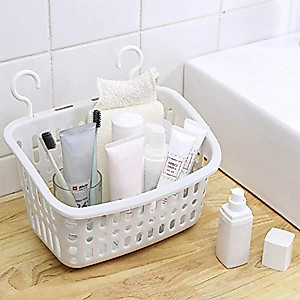 TOPINCN Plastic Hanging Shower Basket with Rotatable Hook, Shower Caddy Tote Storage Bin Household Storage Organizer Basket Space Saving Hanging Organizer for Bathroom Kitchen Dorm Room