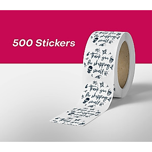Cute Thank You Stickers (500 Count) Thank You for Supporting My Small Business Stickers 1.5” Round Waterproof Stickers Small Business Supplies Thank You Sticker Rolls - Skull Rose