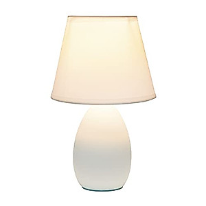 Simple Designs LT2009-OFF Mini Egg Oval Ceramic Table Desk Lamp, Off White , 5.51 x 5.51 x 9.45
