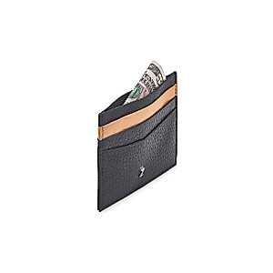 Zinda Genuine Leathers Card Holder Slim Wallet Unisex RFID Protection (Black/Tan)
