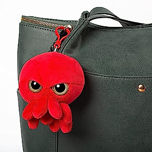 Grumpy Baby Octopus Stuffed Animal Keychain - Mini Plush Keychain Pendant with Clip - Super Cute Soft Stuffed Animal Plushie Toy for Backpack, Handbag, Purse, Car Accessories (Red, 3”)
