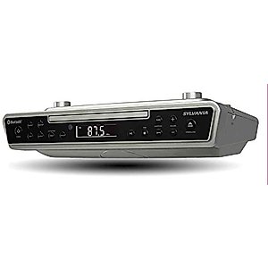 SYLVANIA SKCR2713 Under Counter CD Player with Clock Radio and Bluetooth, Silver