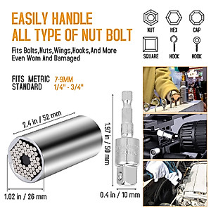 22pcs Flexible-Drill-Bit-Extension Set, 105°Right-Angle-Drill Attachment,Hex Shank Drill-Bit-Kit Rotatable Joint Socket 1/4 3/8 1/2 in Hex Socket Adapter Bendable Drill-Bit-Extension Screwdriver Bit…