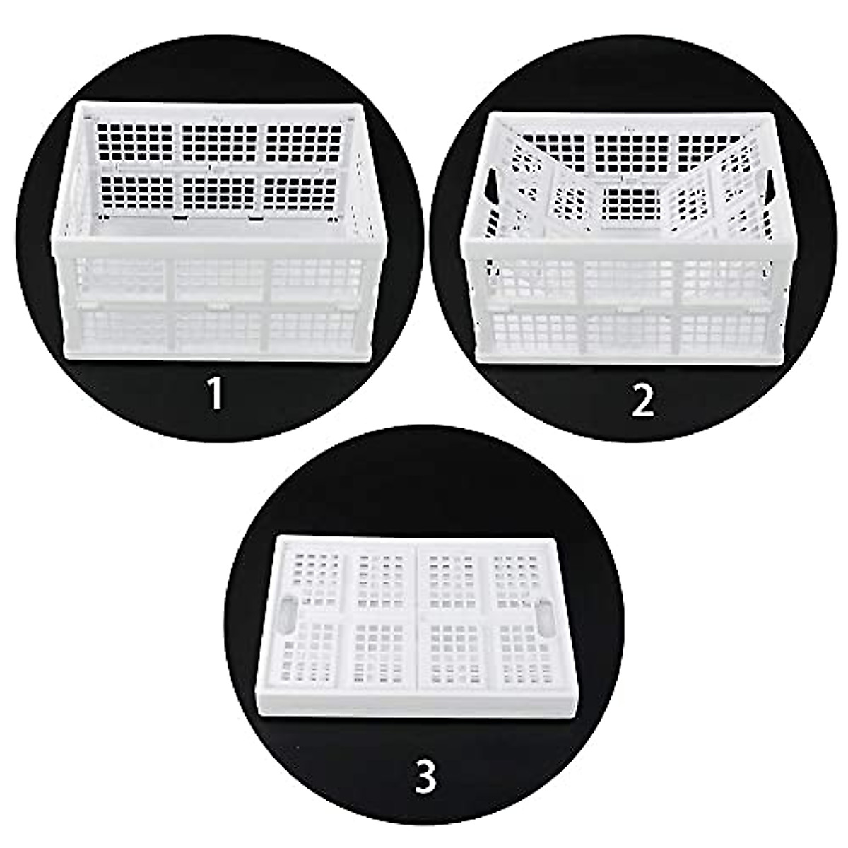 Sosody 34 L Large Collapsible Plastic Storage Crates, Folding Storage Baskets Stackable, White, 4 Packs